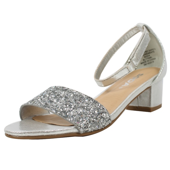 Shoes | Girls Silver Glitter Open Toe Ankle Strap Sandal | Poshmark